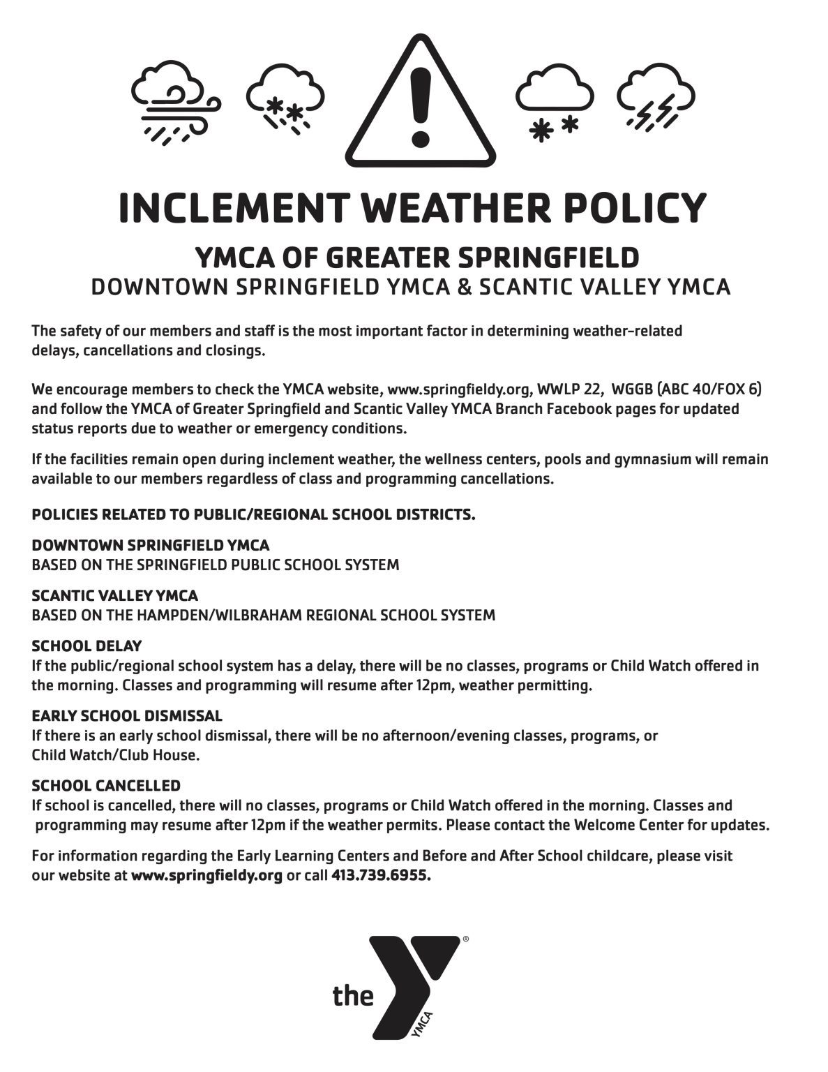 Inclement Weather Policy Ymca Of Greater Springfield
