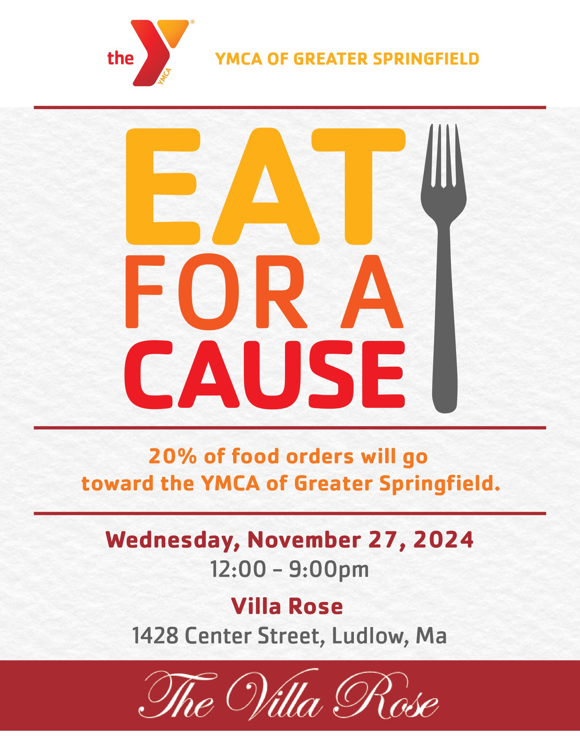 Eat For a Cause at The Villa Rose Nov. 27, 2024 - YMCA of Greater ...