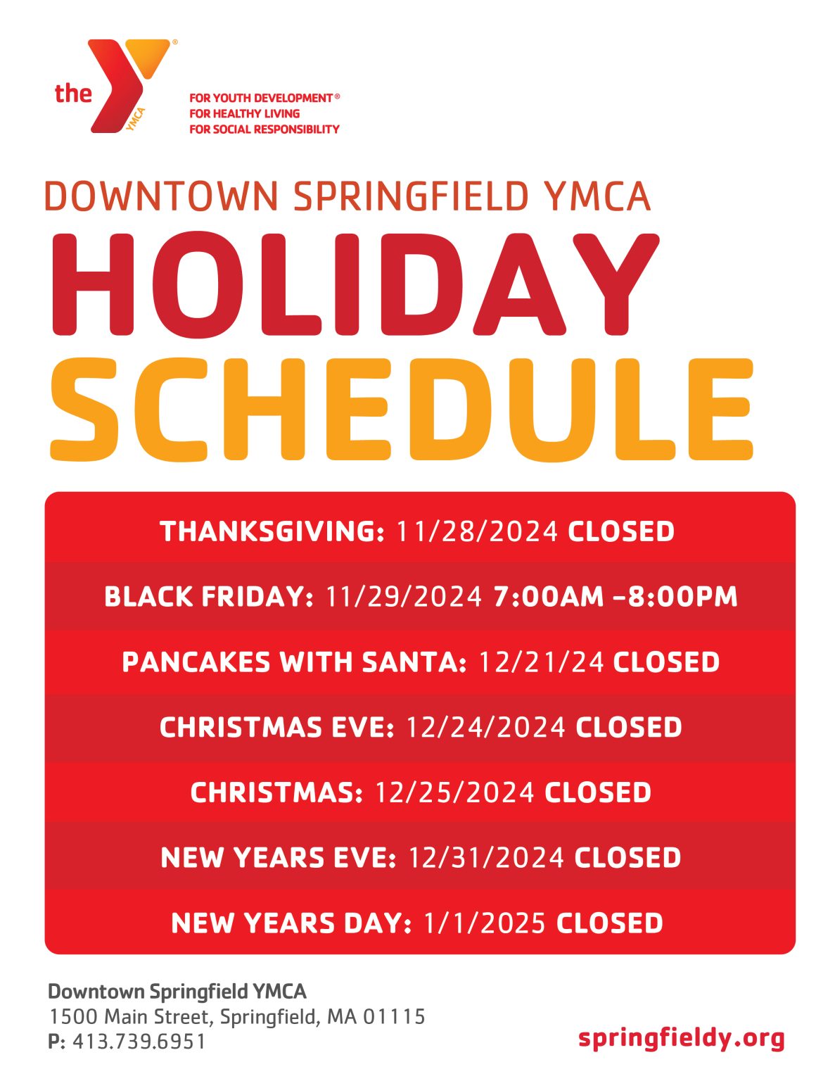 Schedules - YMCA of Greater Springfield