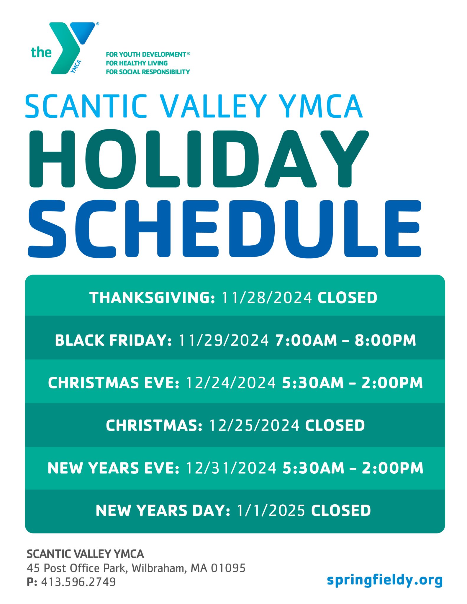 Schedules - YMCA of Greater Springfield